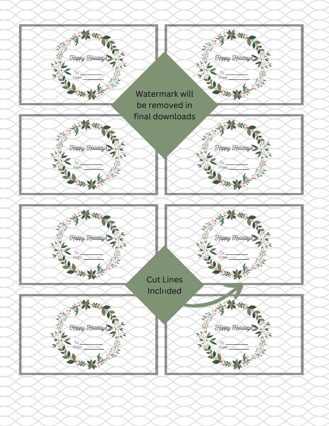 Christmas Wreath Gift Tags Printable Christmas Gift Tag - Etsy