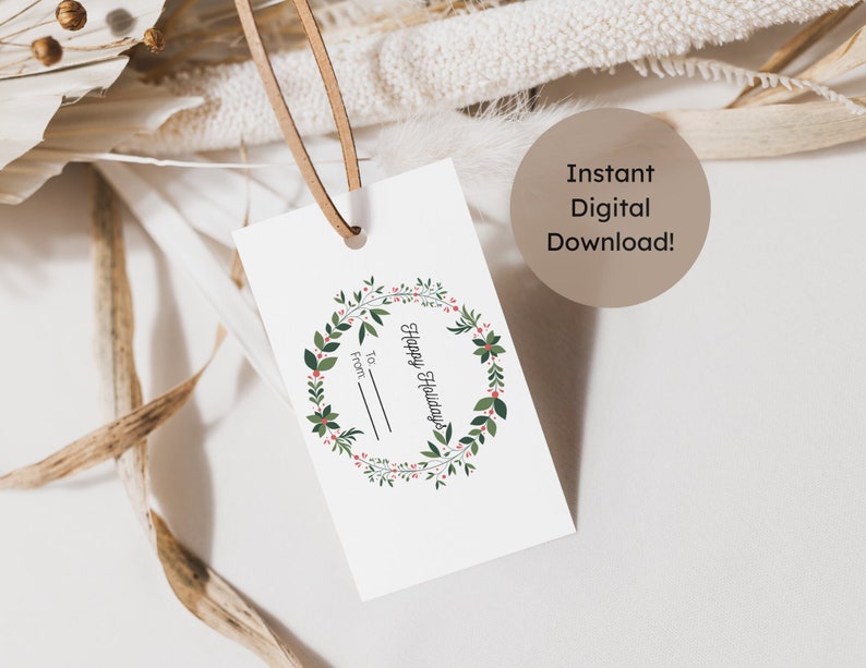 Christmas Wreath Gift Tags Printable Christmas Gift Tag - Etsy