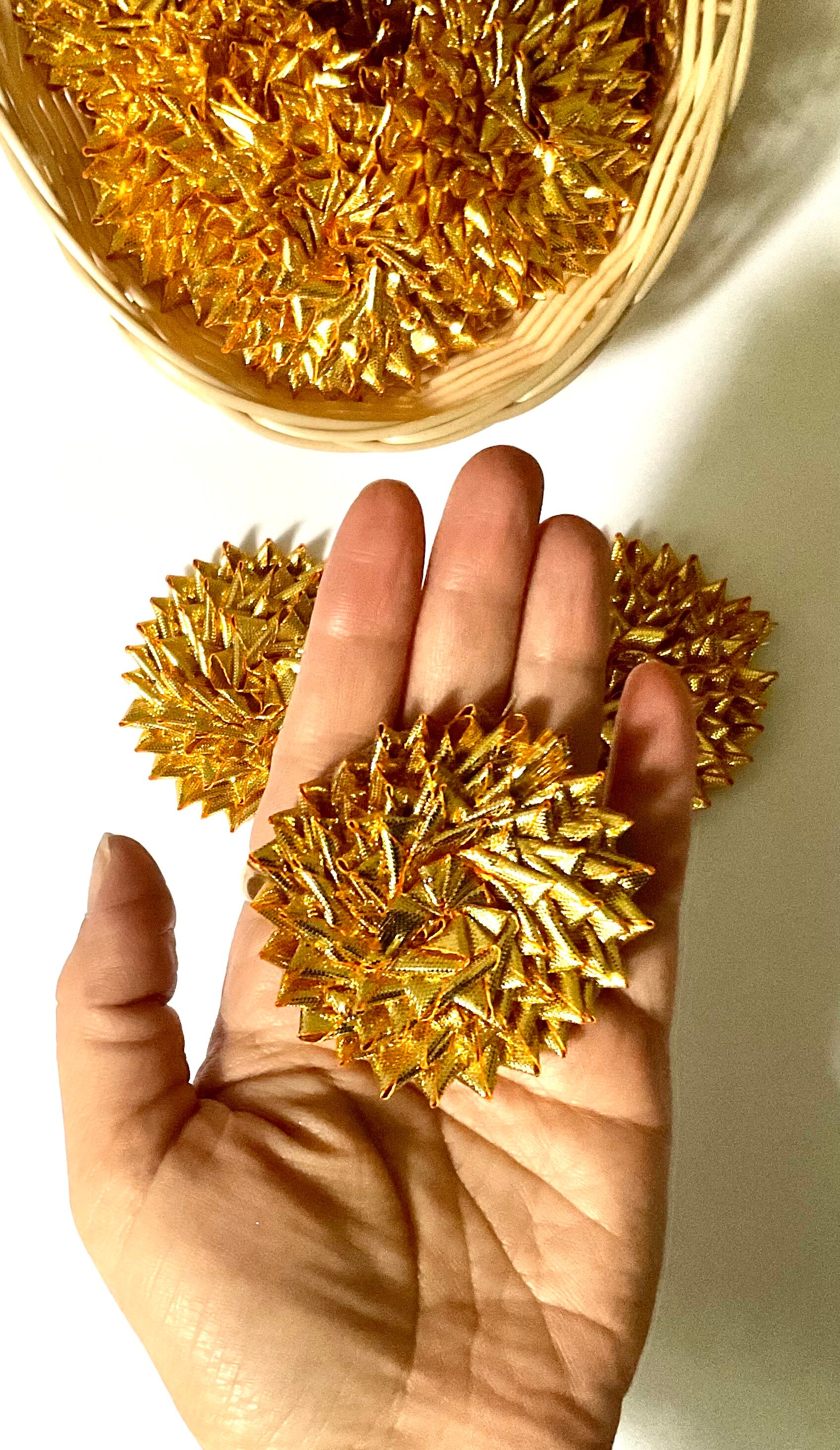 Layered Gold Gota Flowers set of 5, Floral Appliques, Gota Ribbon ...