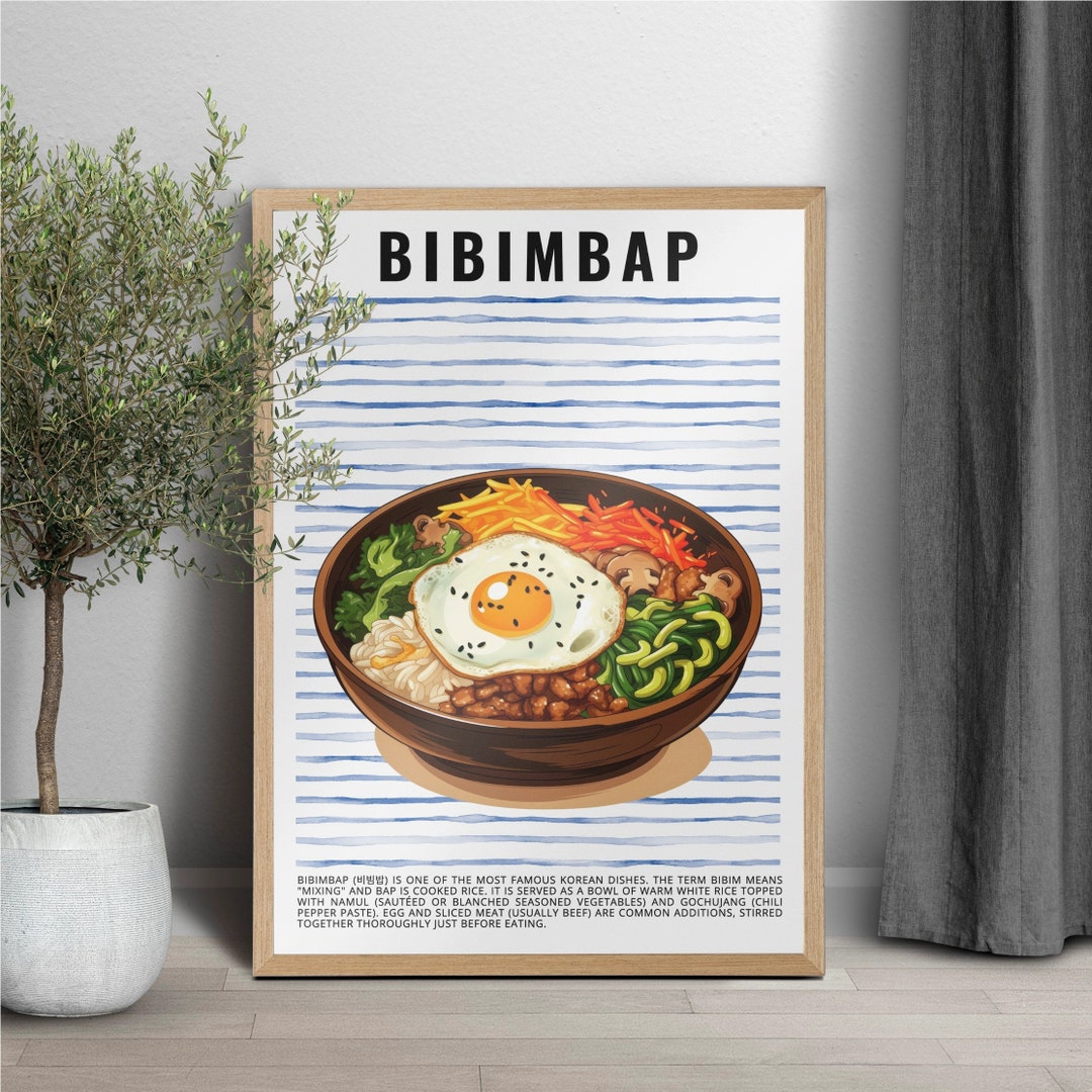 Bibimbap Retro Posters Korean Food Poster Kitchen Restaurant Wallart ...
