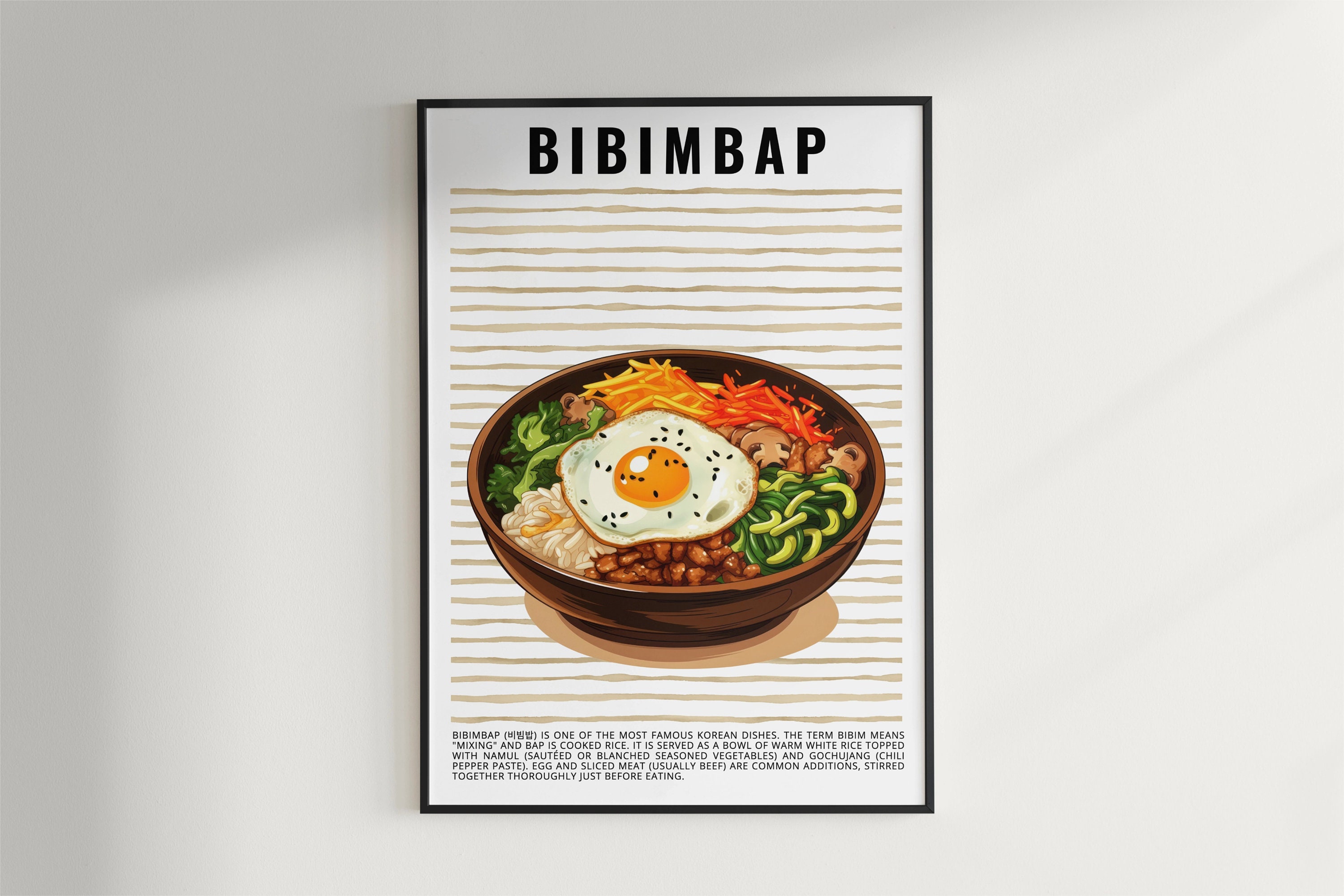 Bibimbap Retro Posters Korean Food Poster Kitchen Restaurant Wallart ...