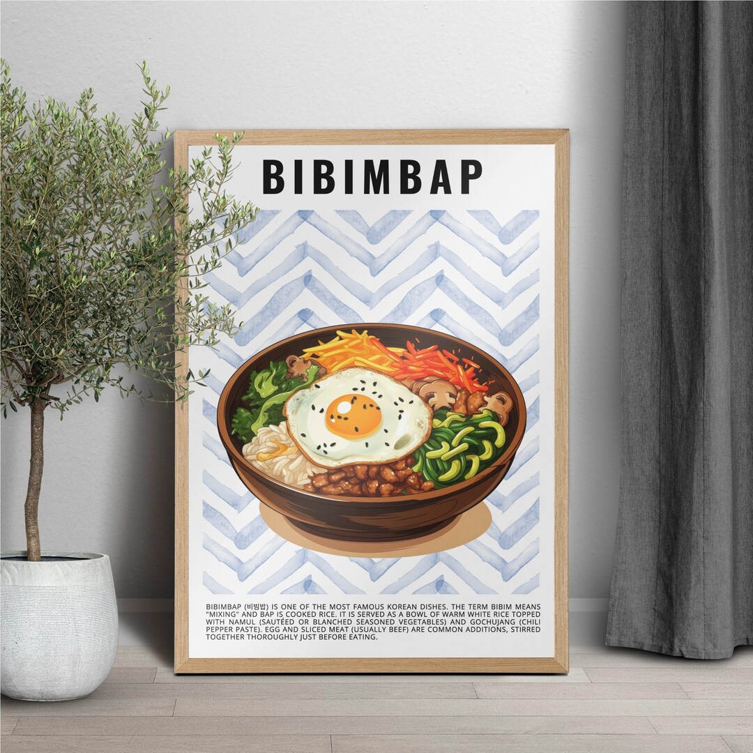 Bibimbap Retro Posters Korean Food Poster Kitchen Restaurant Wallart ...
