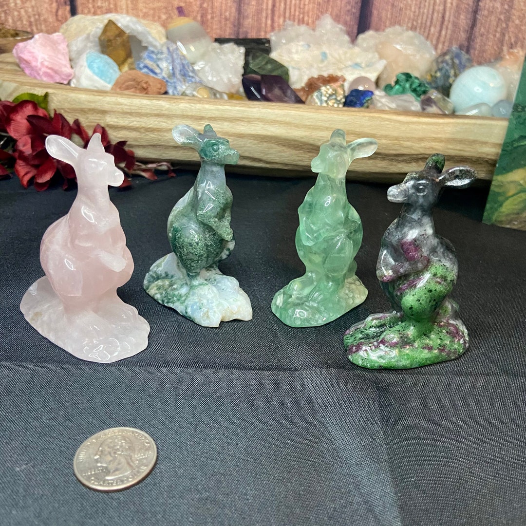 Kangaroo Carving, Kangaroo, Rose Quartz Kangaroo, Rubu Zoisite Kangaroo ...