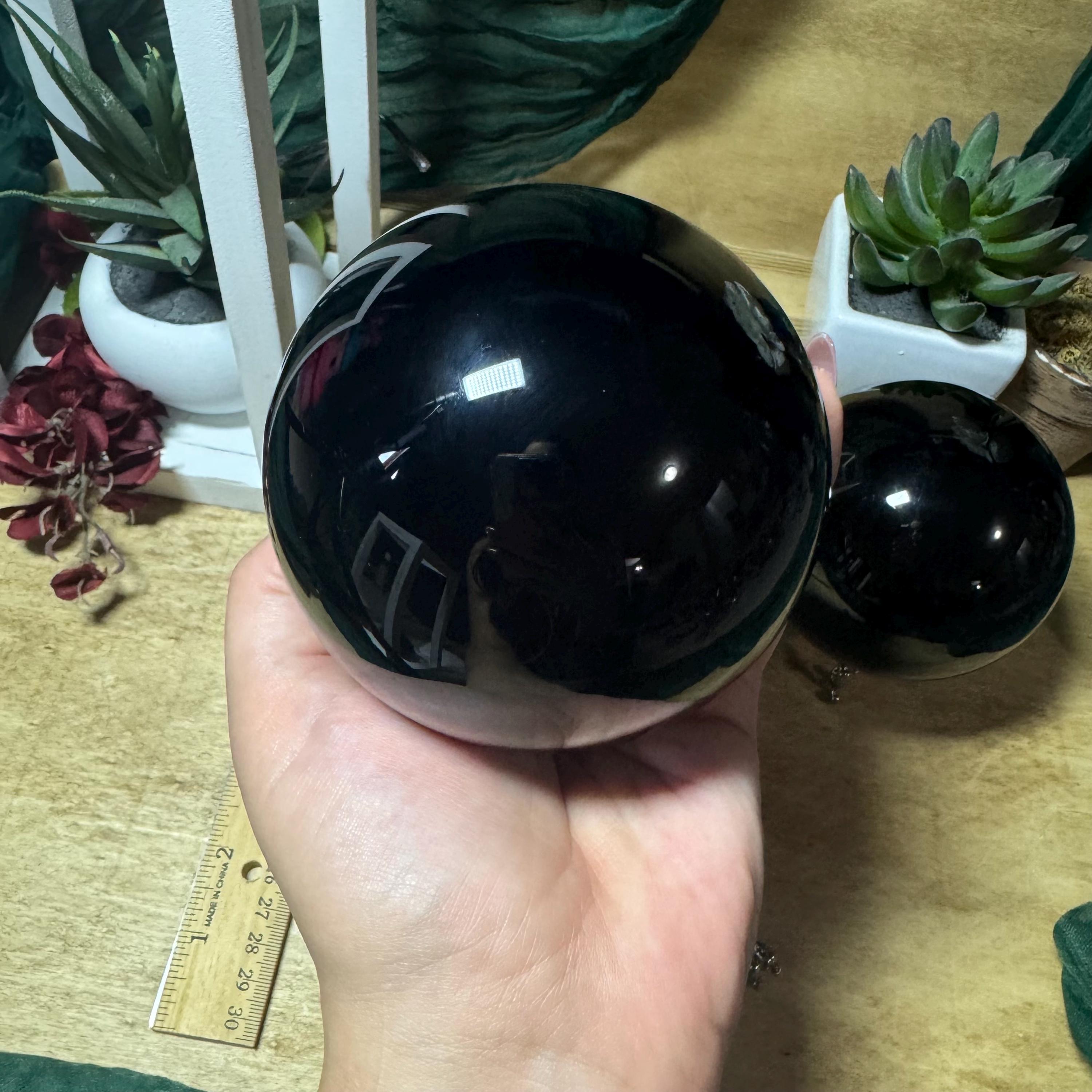 Large Black Obsidian Spheres, Obsidian, Spheres, Black, Crystal Spheres ...