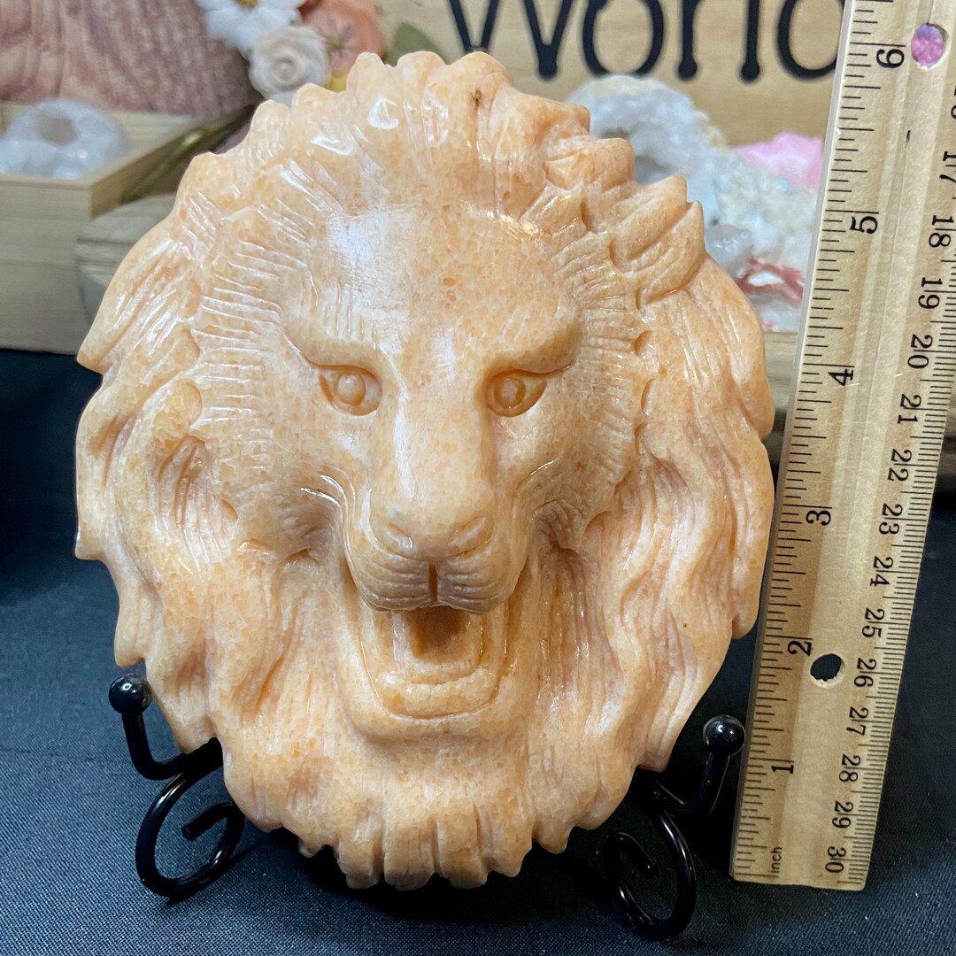 Orange, Black, White and Green Jade Lion Heads, Lion Head Slabs, Large ...