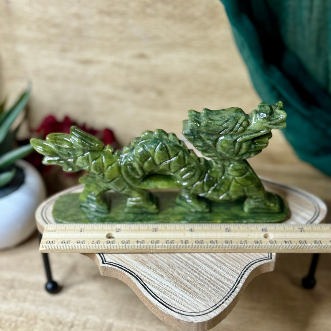 Pretty Green Jade Dragon Carving, Green Jade, Chinese Dragon, Dragon ...