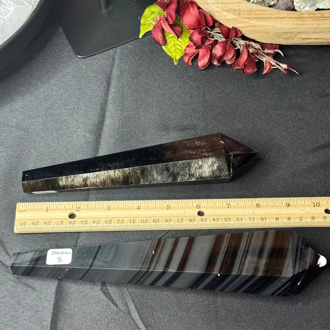 Silver Obsidian Wand Obsidian Wand Obsidian Vogel Obsidian - Etsy