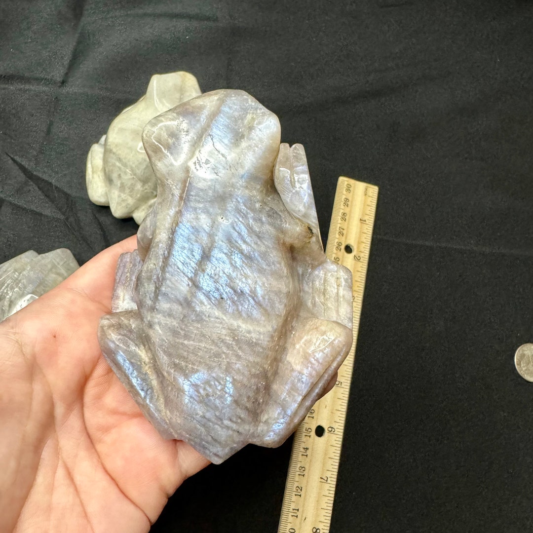 Moonstone Frog, Sunstone/moonstone Large Frog, Frog Carving, Large Frog ...