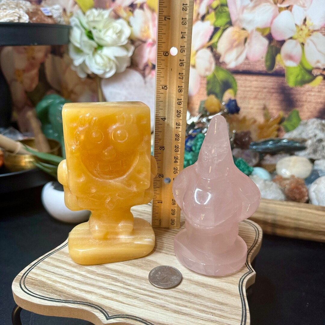 Large Spongebob and Patrick Star Carving, Yellow Calcite Spongebob ...