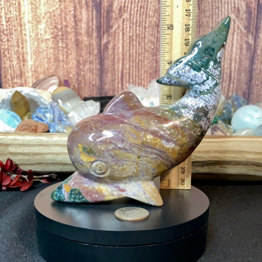Large Ocean Jasper Dolphin Carving: 5.5-inch Crystal Figurine - Etsy
