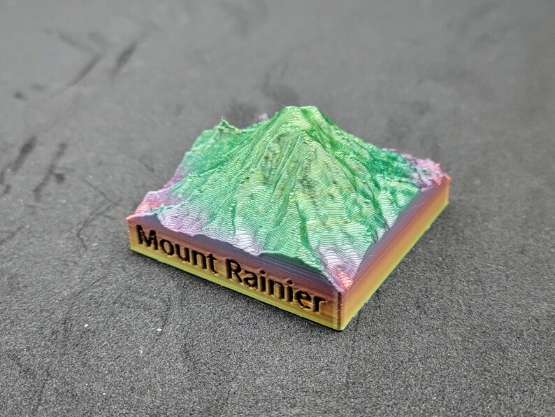 Mount Rainier 3D Model | Magnet | Desk Decor | Topographic | Car ...