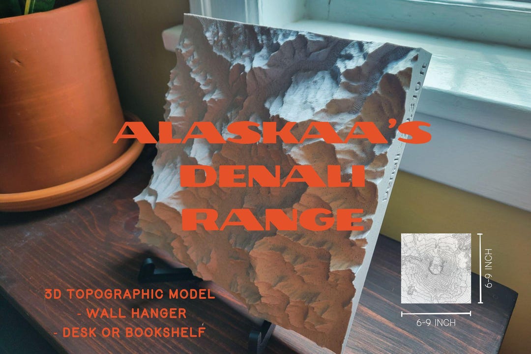 Denali Range 3D Topographic Model | Denali, Mount Hunter and Mount ...