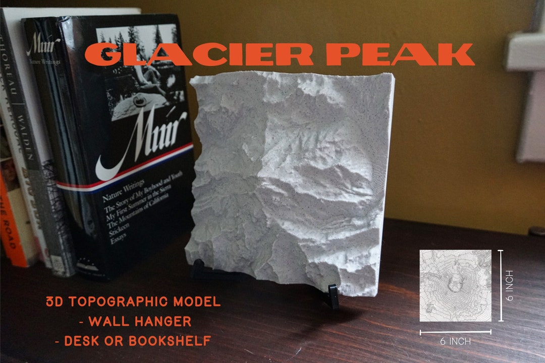 Glacier Peak 3D Model | Bookshelf/desk/wall Art & Decor | Mountain Gift ...