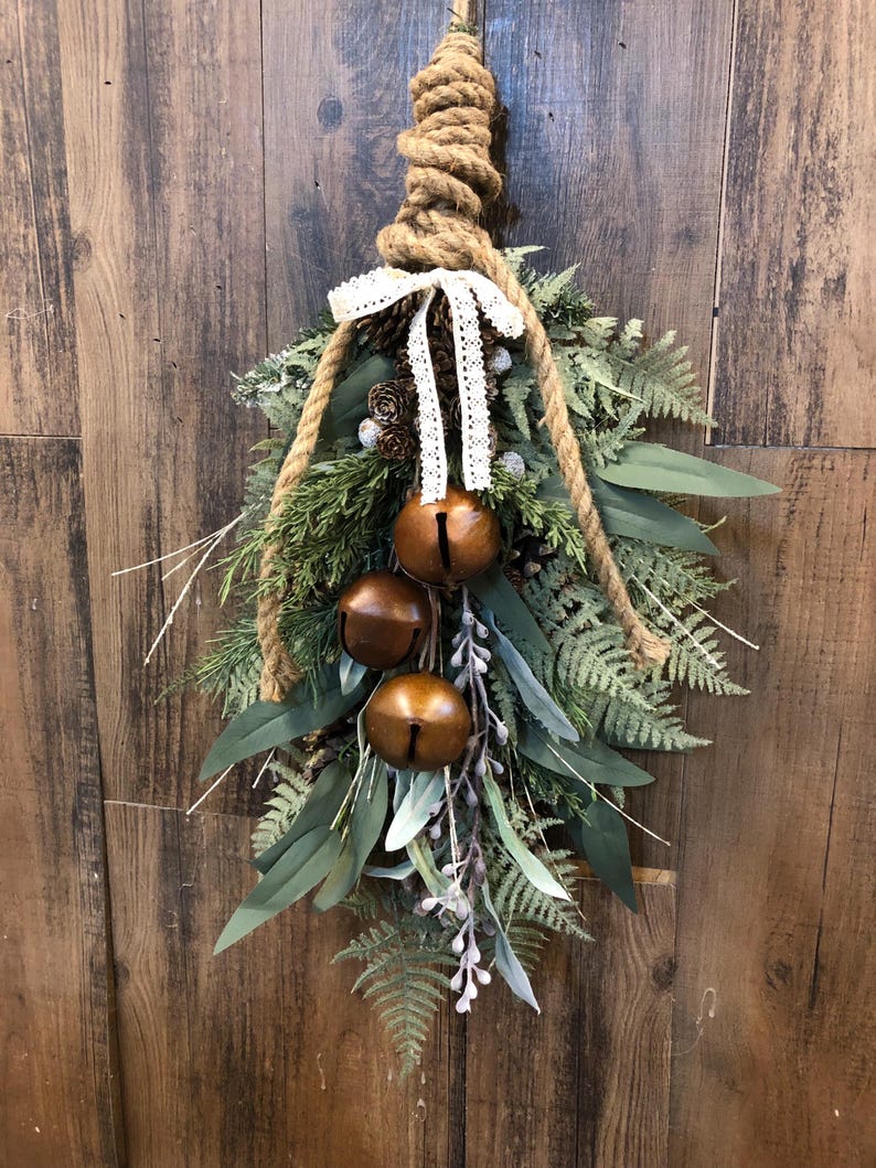 Rustic Winter Teardrop Swag/ Winter Swag for Front Door/ Western Wreath ...