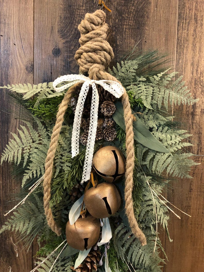 Rustic Winter Teardrop Swag/ Winter Swag for Front Door/ Western Wreath ...
