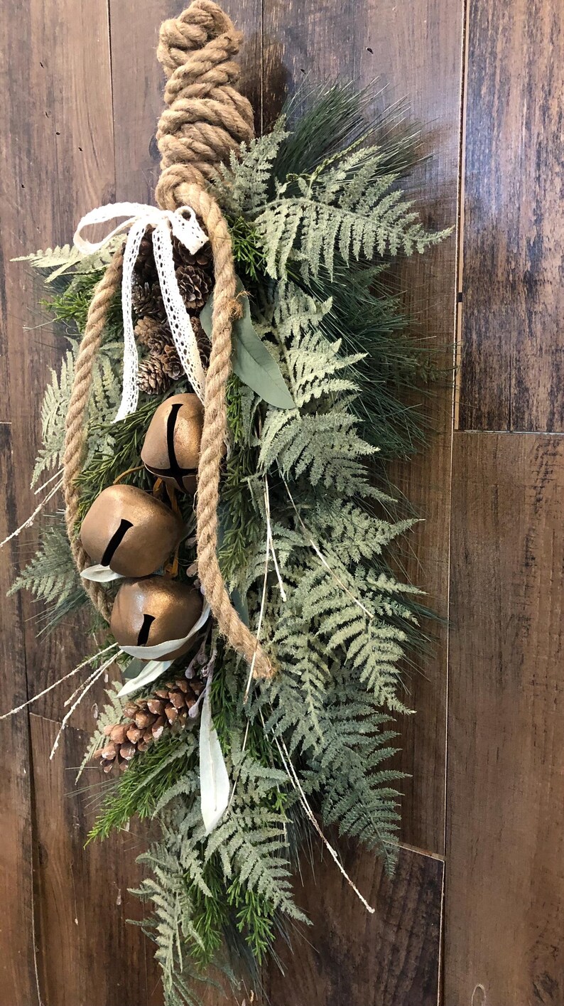 Rustic Winter Teardrop Swag/ Winter Swag for Front Door/ Western Wreath ...