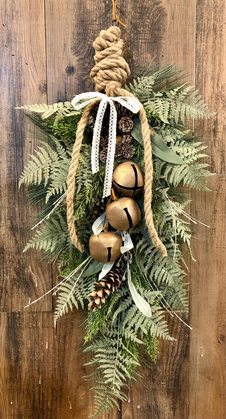 Rustic Winter Teardrop Swag/ Winter Swag for Front Door/ Western Wreath ...