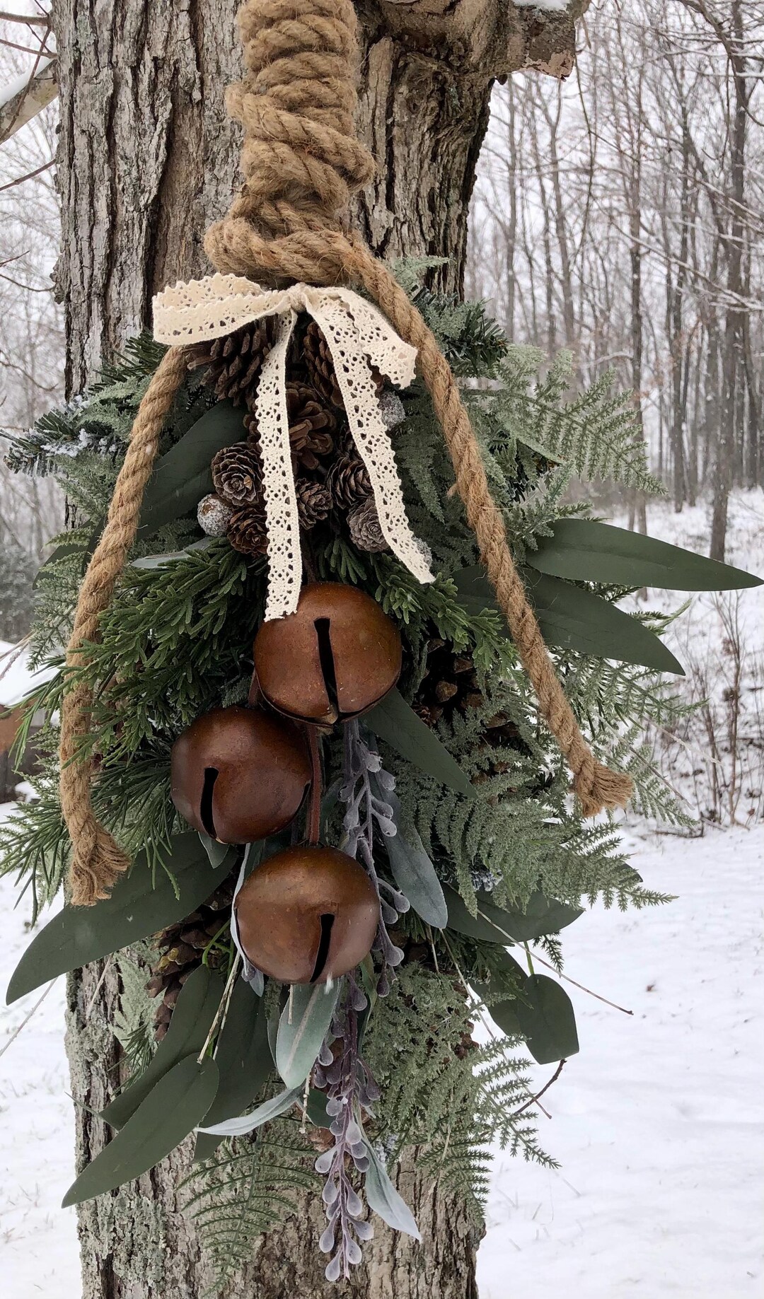 Rustic Winter Teardrop Swag/ Winter Swag for Front Door/ Western Wreath ...