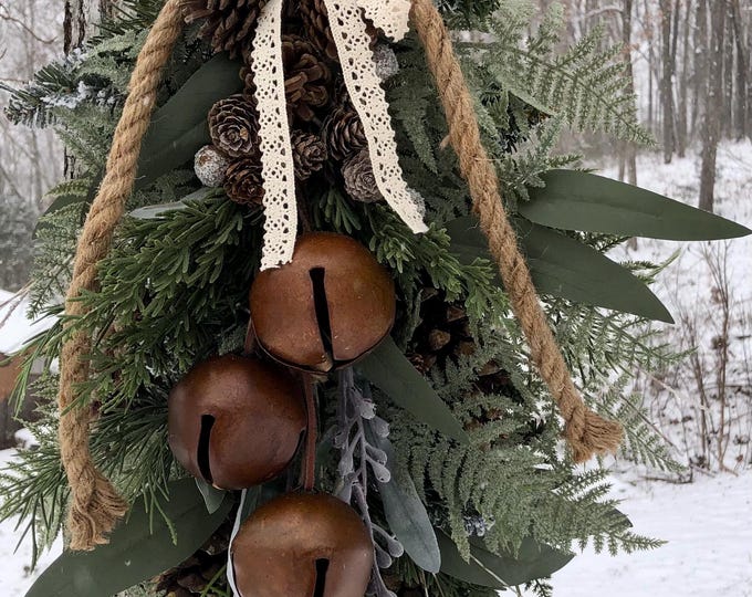 Rustic Winter Teardrop Swag/ Winter Swag for Front Door/ Western Wreath ...