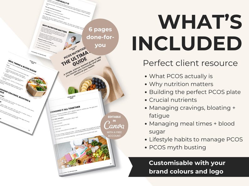 PCOS Nutrition Guide | Editable Canva Ebook Template - Etsy
