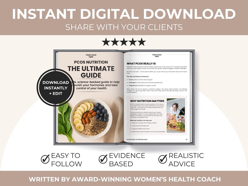 PCOS Nutrition Guide | Editable Canva Ebook Template - Etsy