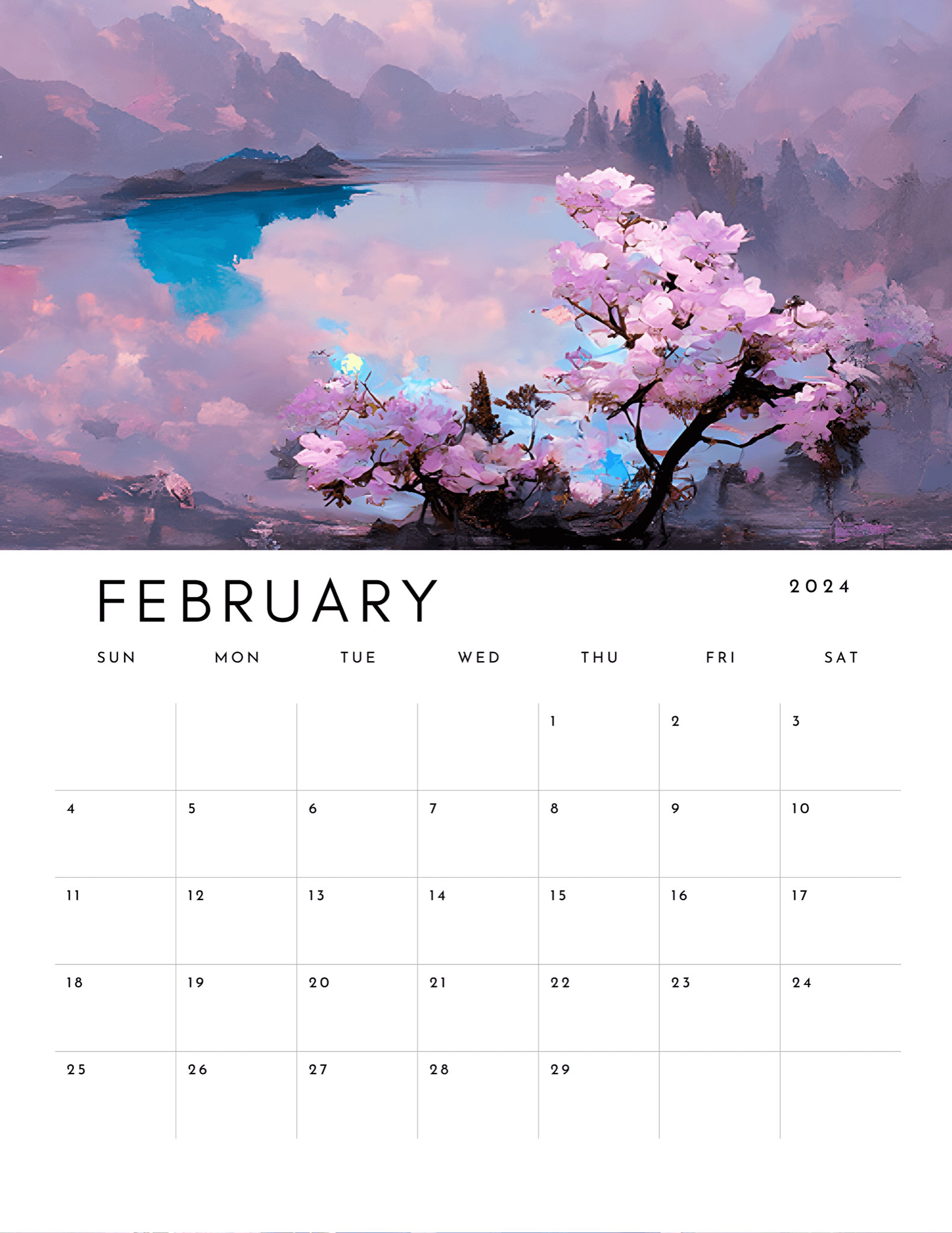 Japanese Sakura 2024 Calendar us/canada - Etsy