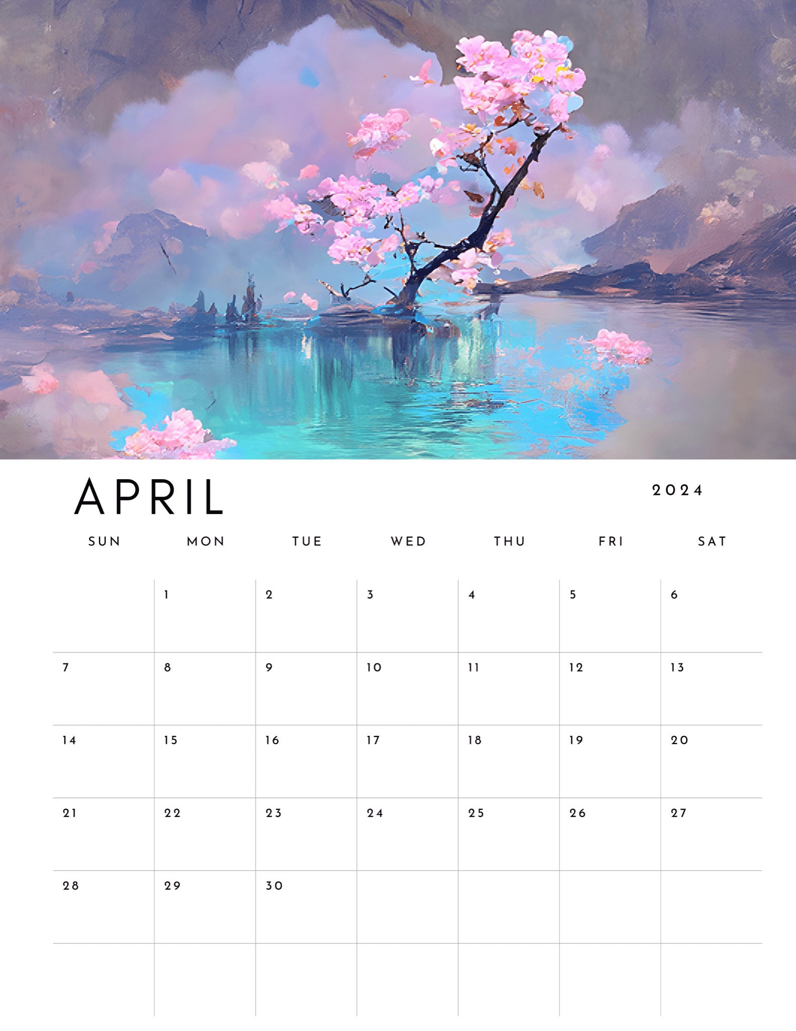 Japanese Sakura 2024 Calendar us/canada - Etsy