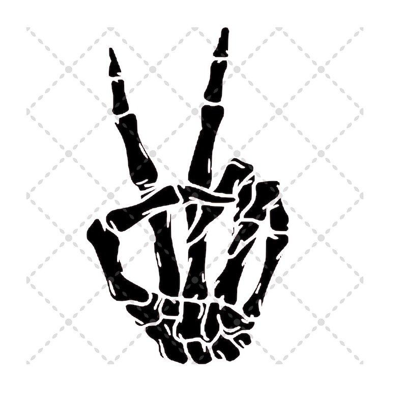 Skeleton Peace Sign Svg File | SVG PNG JPG | Silhouette & Cricut Cut ...