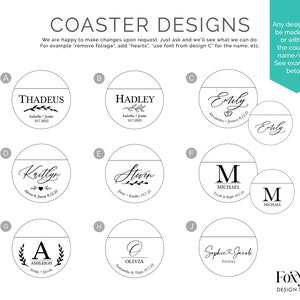 Custom Wood Coaster Personalized Coaster, White Marble Coaster, Coaster ...
