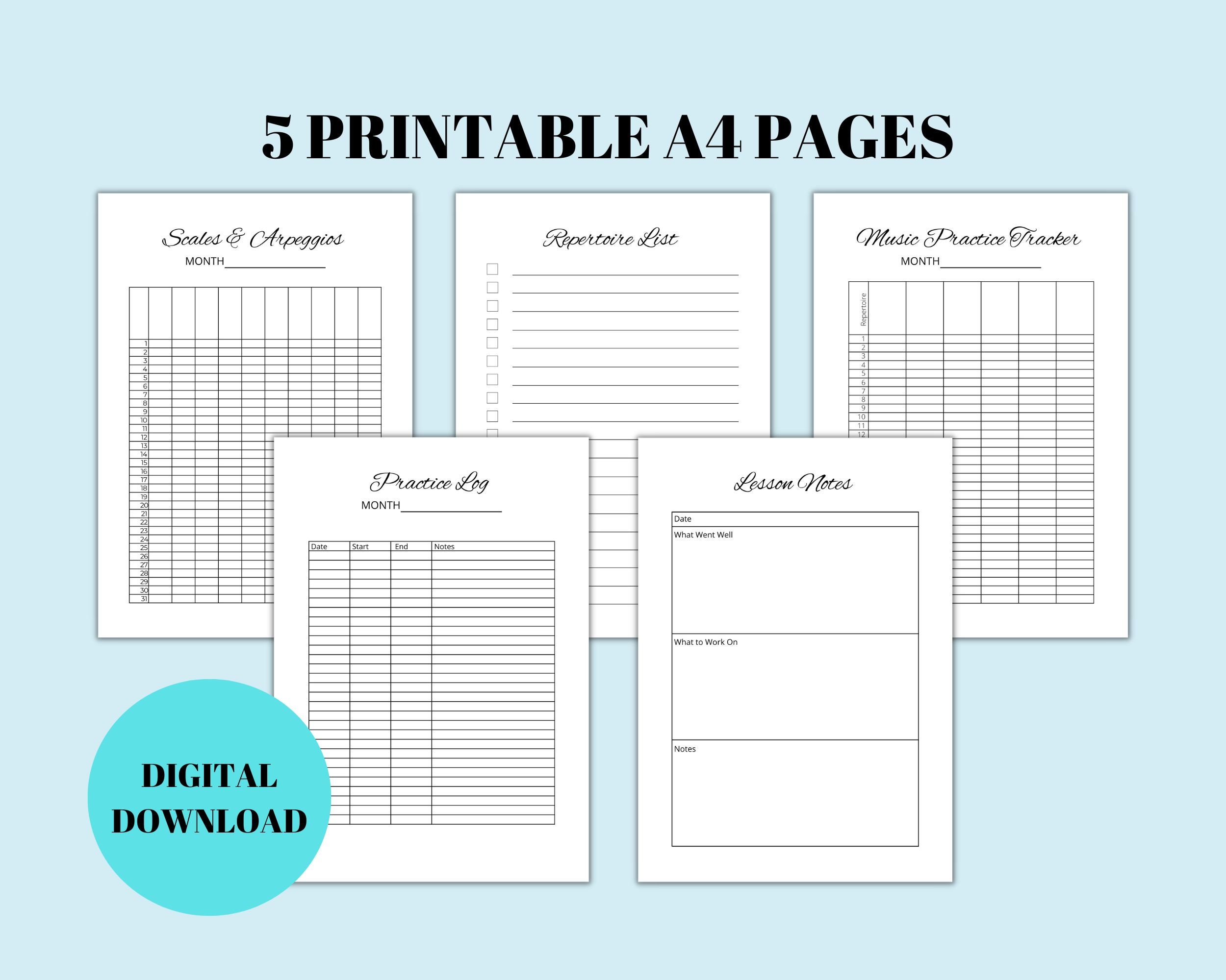 Music Practice Planner Printable for Musicians/music Students - Etsy