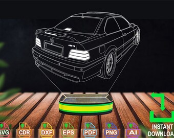BMW E36 Outline Vector .SVG .PDF .png (Download Now) - Etsy