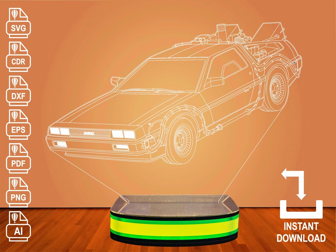 3D LED Illusion Lamp Ready Delorean DMC 12 Back to Furure - Etsy