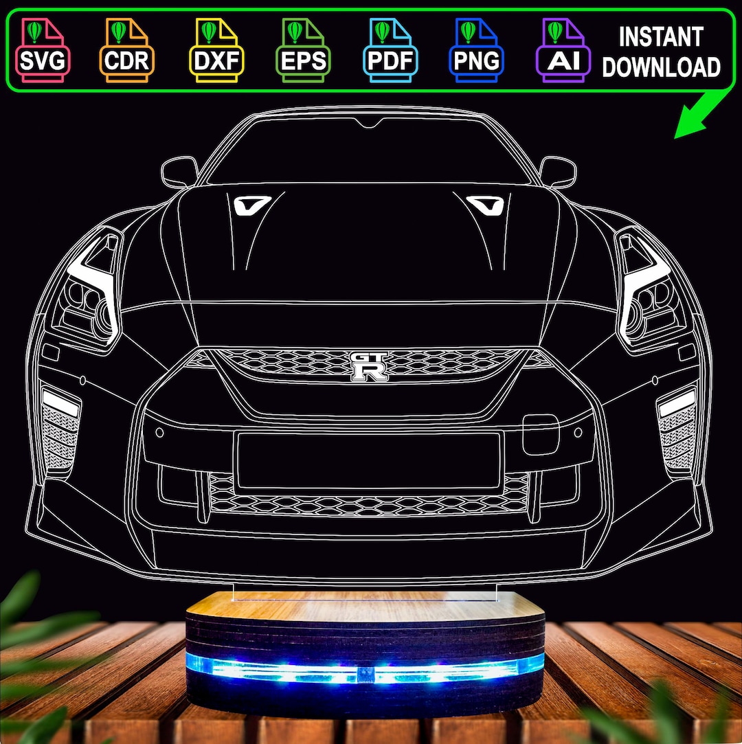 GTR R35 Front View Vector Drawing Cut File 3D LED Illusion - Etsy