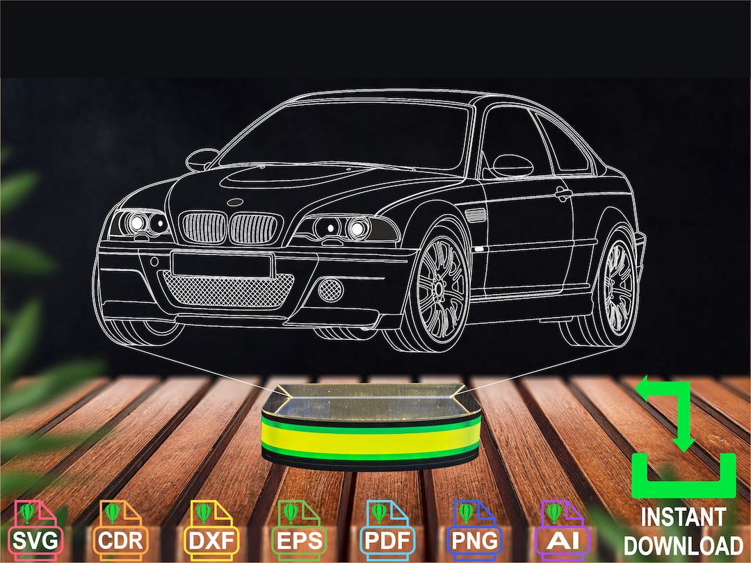 3D LED Illusion Lamp Ready German Sports Car E46 M3 Vector - Etsy
