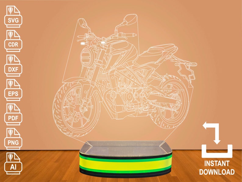 3D LED Illusion Lamp Ready Motorcycle Cbr 125r Vector File. - Etsy