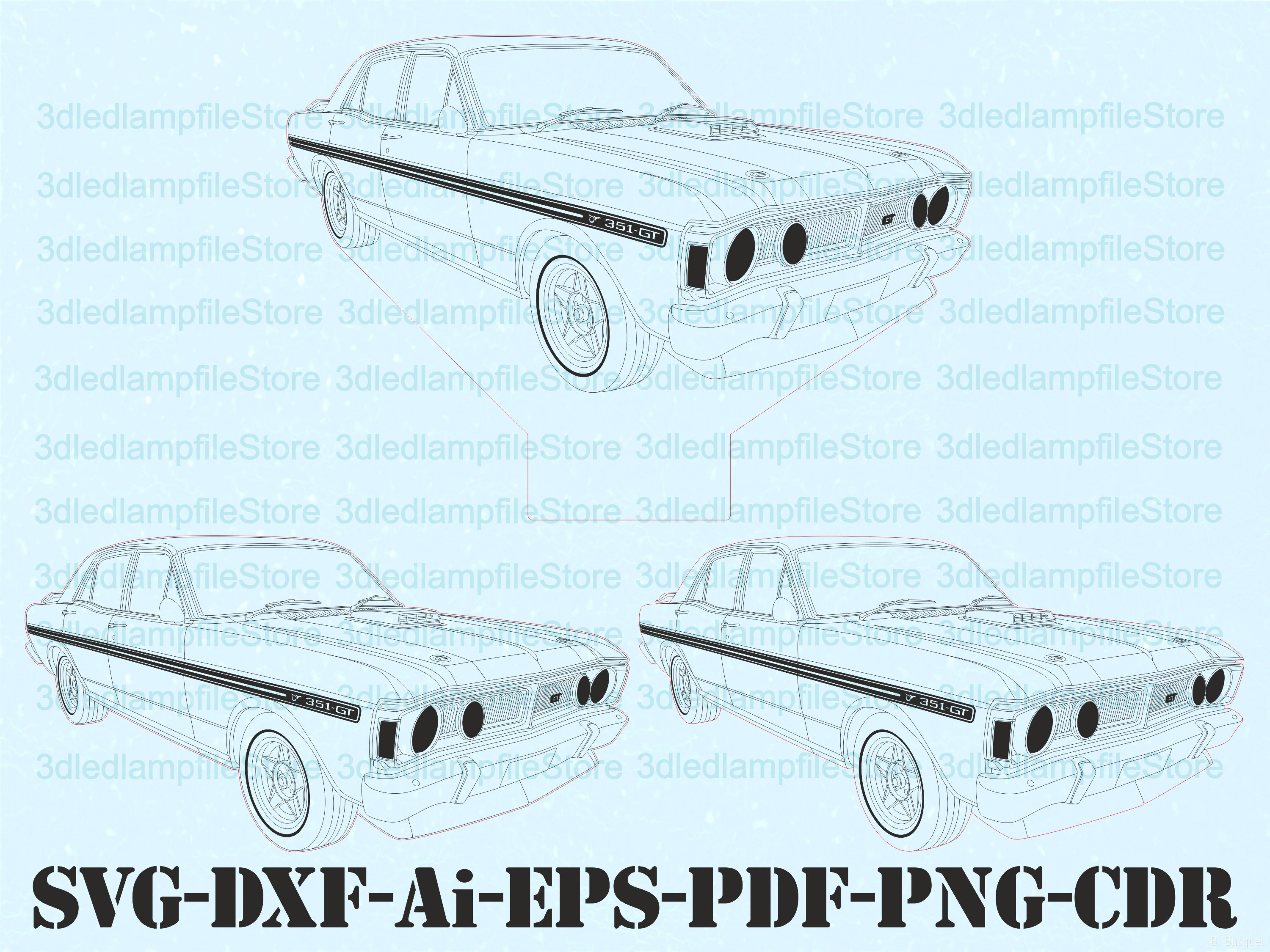 1971 Ford Falcon XY Gtho Vector File 3D LED Lamp File Car - Etsy Australia