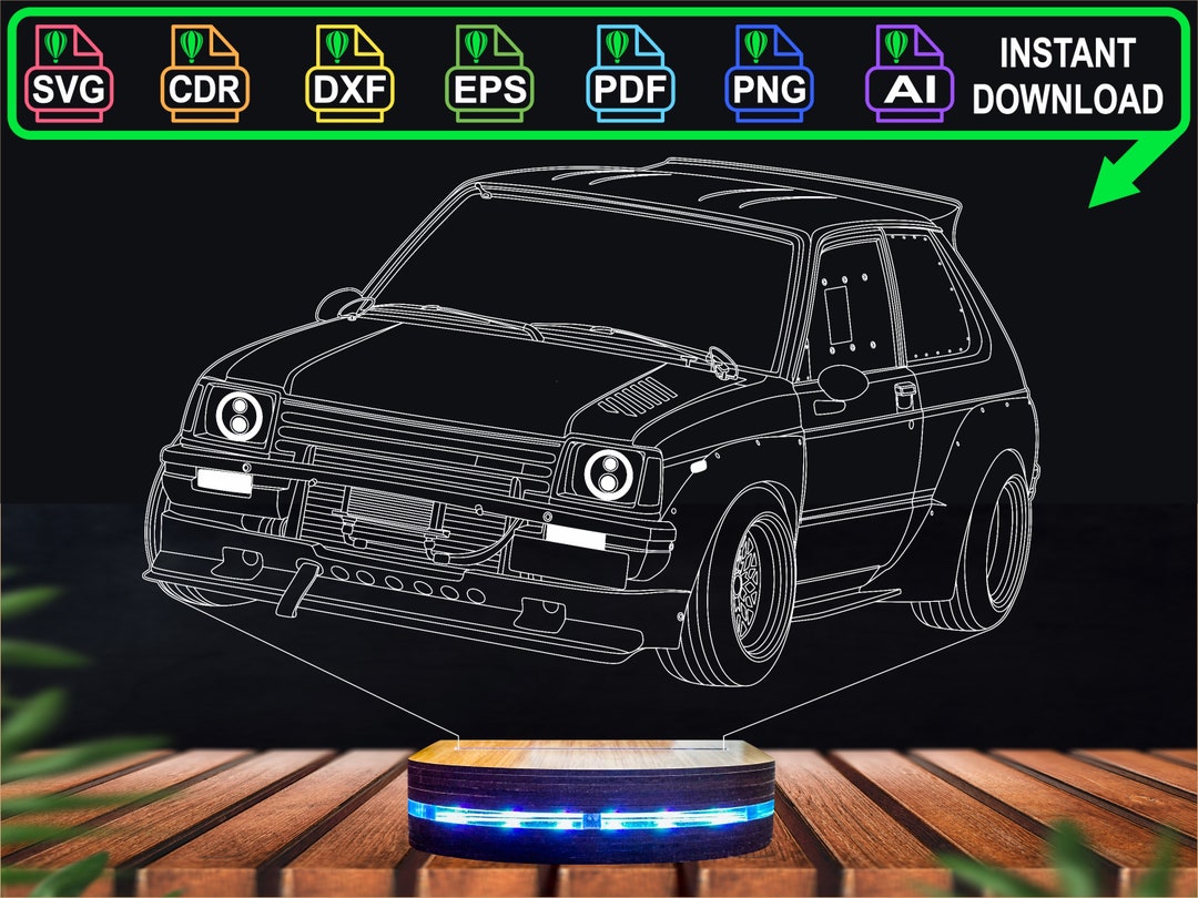 Racing Car Vector Drawing Files, Laser Cut File, 3D Led Illusion Lamp ...