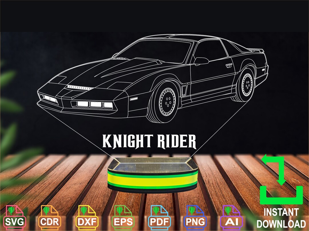 3D LED Illusion Lamp Ready Knight Rider Vector File, Kitt Car SVG ...