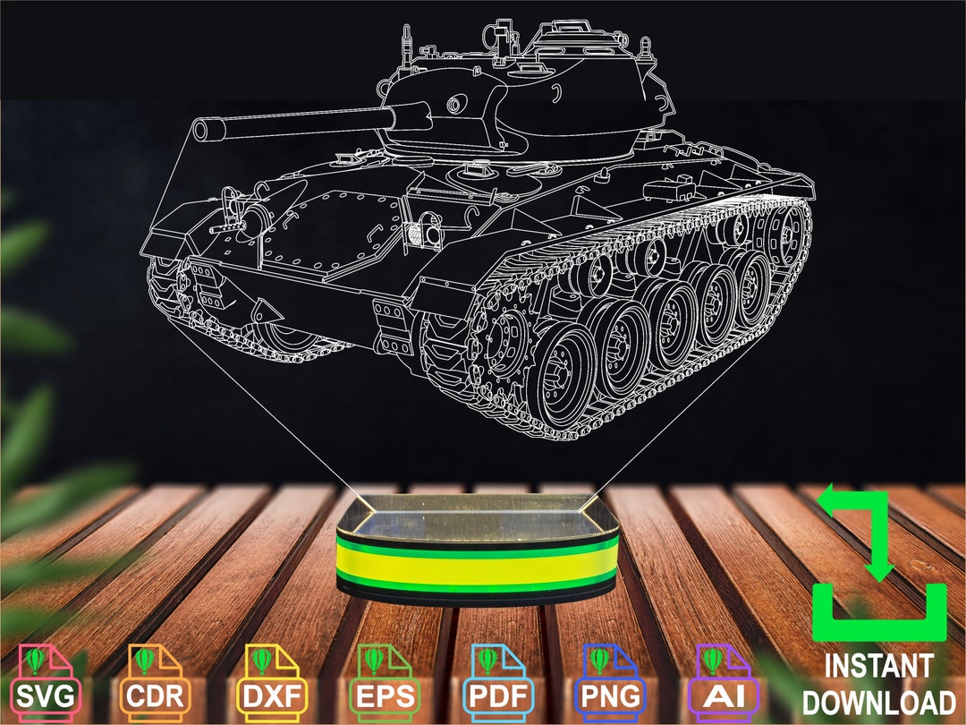 3D LED Illusion Lamp Ready M24 Chaffee Tank Vector File. - Etsy