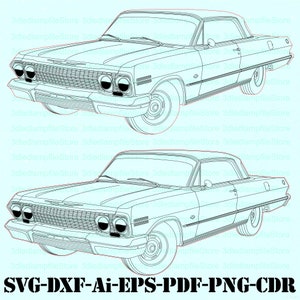 1963 Chevrolet Impala Ss, Vector Drawing, Laser Cut File, 3D LED ...
