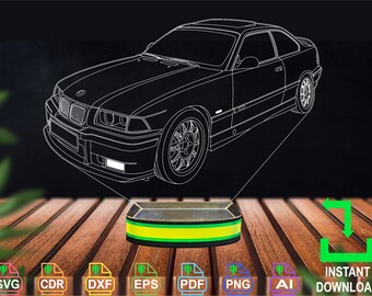 BMW E36 Outline Vector .SVG .PDF .png (Download Now) - Etsy