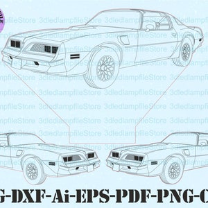 3D LED Illusion Lamp 1977 Firebird Trans Am SVG Cut File for Glowforge ...
