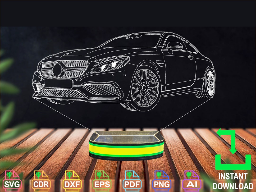 3D LED Illusion Lamp Ready German Sports Car C63S AMG Vector File. - Etsy