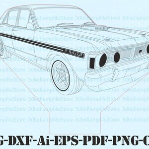 1971 Ford Falcon XY Gtho Vector File, 3D LED Lamp File Car, Illusion ...