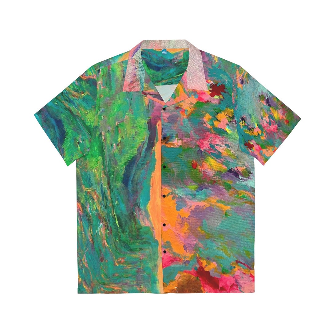 Colorful Unique Button up Short Sleeve Shirt, Party T-shirt Wearable ...