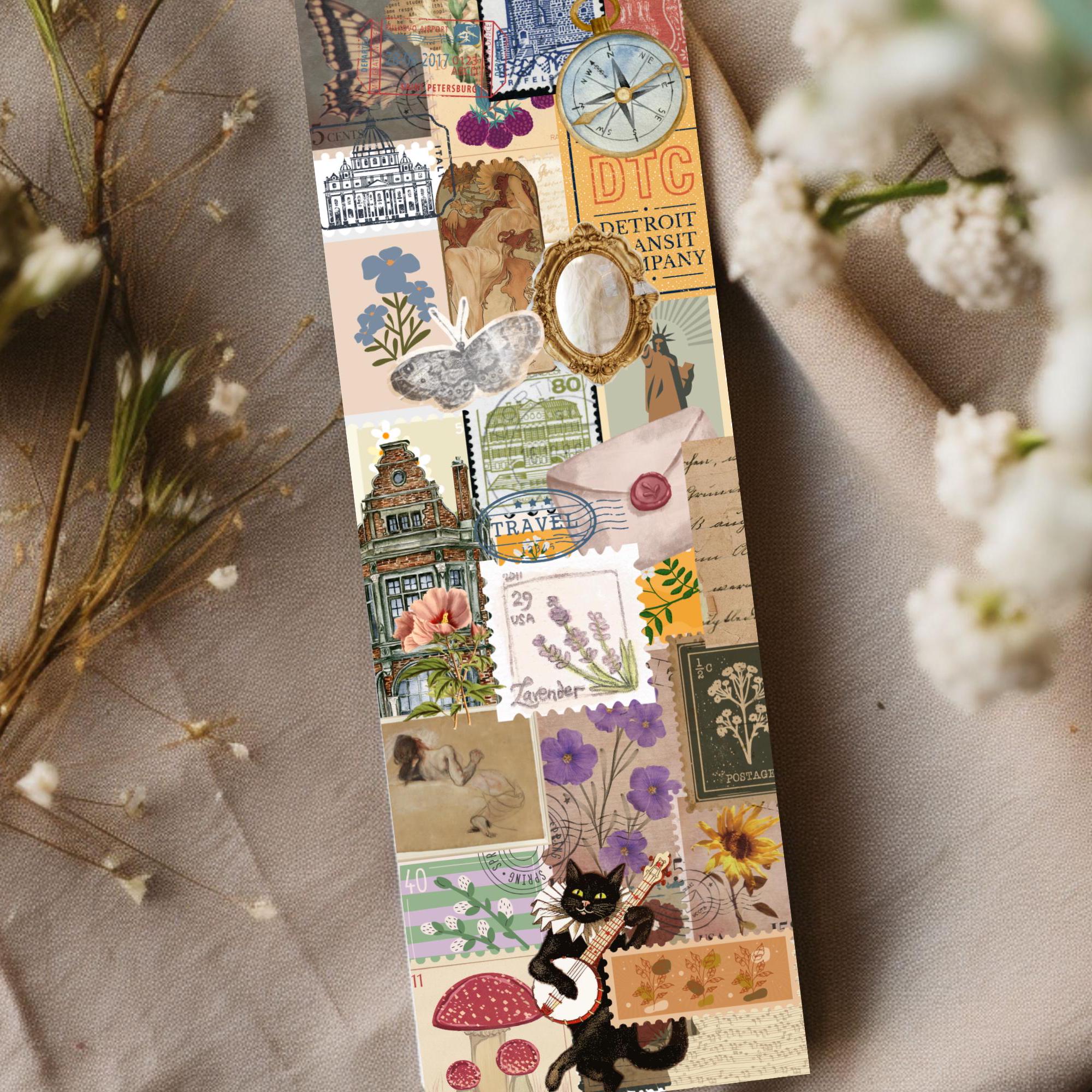 Vintage Collage Postage Stamp Bookmark/nature Inspired Gift for Book ...