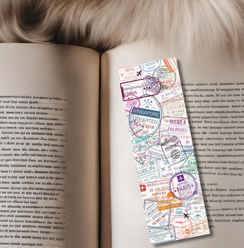 Travel Inspired Passport Stamp Bookmark/global Wanderer Gift for Book ...