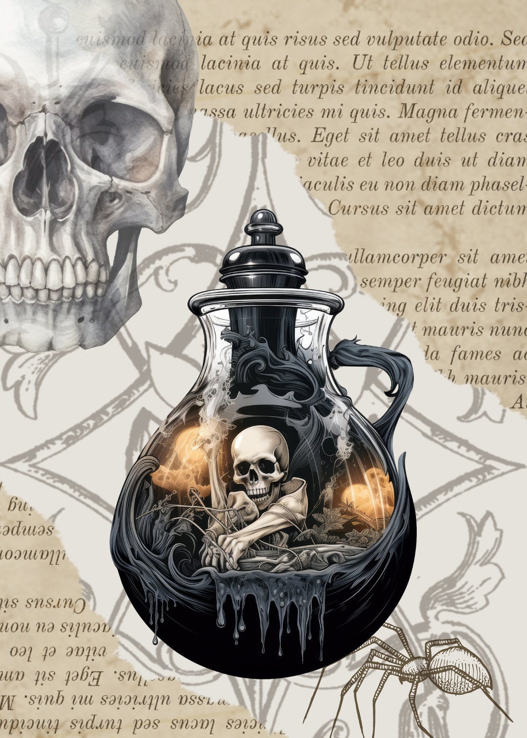 Printable Poison Potion & Skull Design/scary/horror/greeting - Etsy