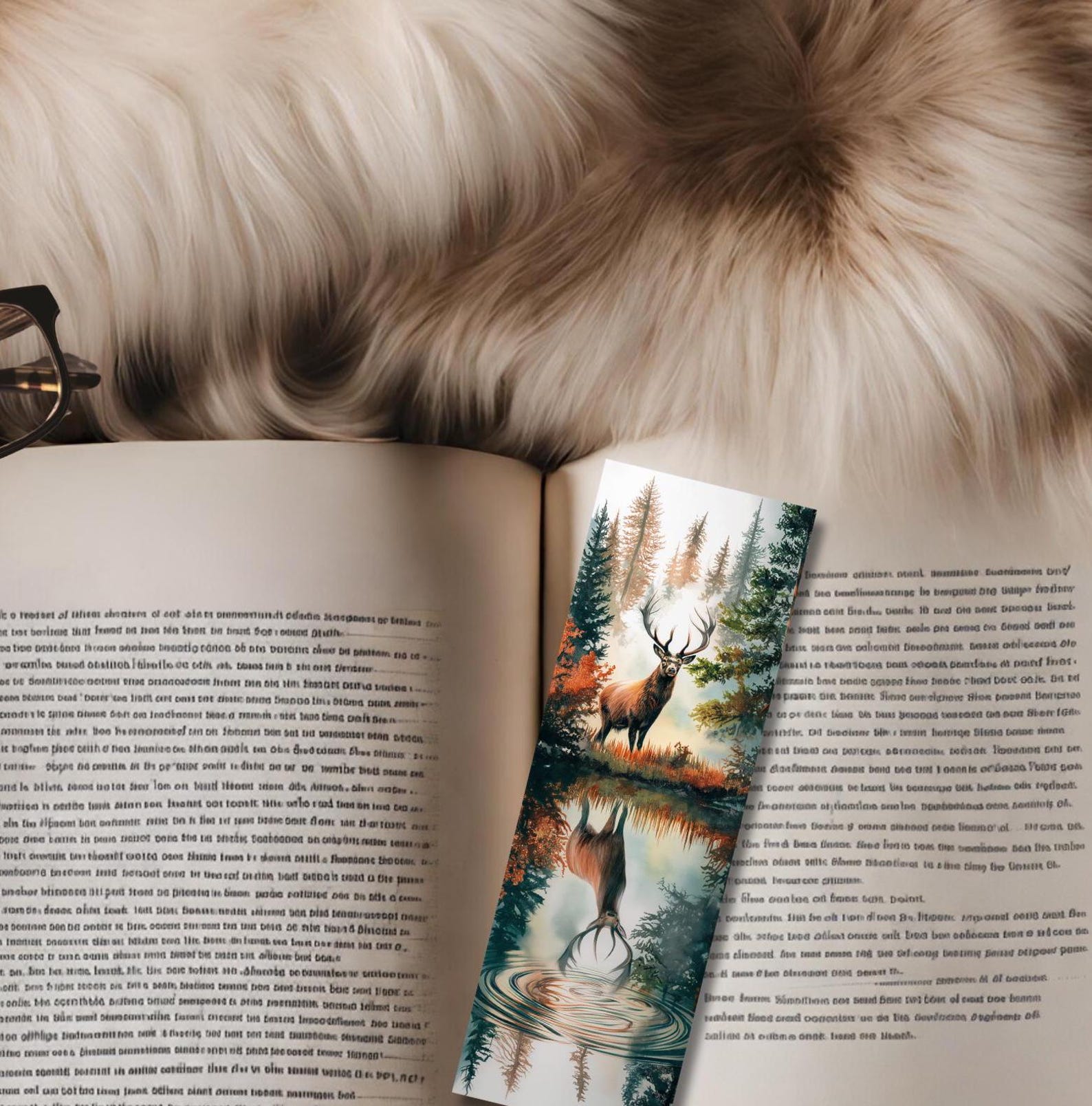 Deer Landscape Bookmark/autumn Aesthetic Page Marker/nature Reading ...