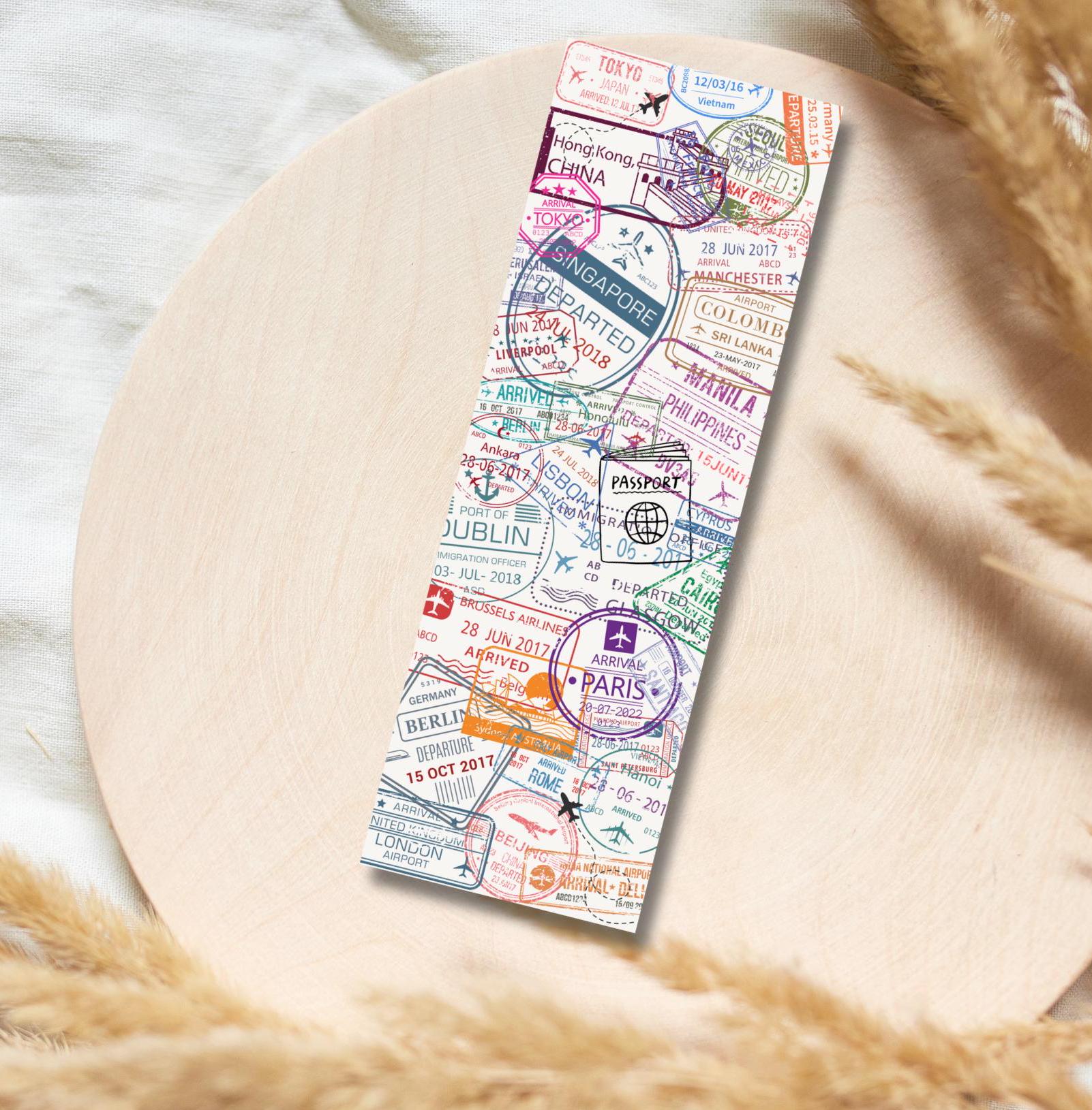 Travel Inspired Passport Stamp Bookmark/global Wanderer Gift for Book ...